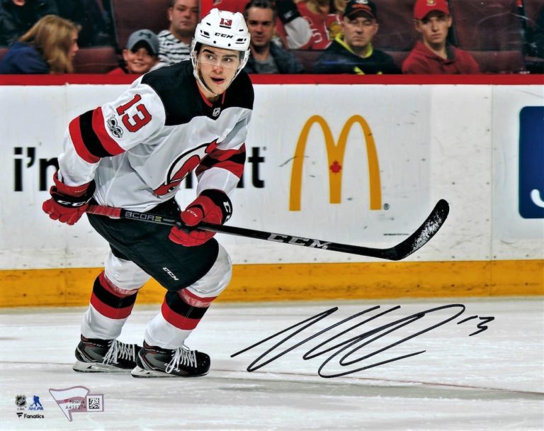 Nico Hischier Autographed New Jersey Devils 8×10 Photo – House of Hockey